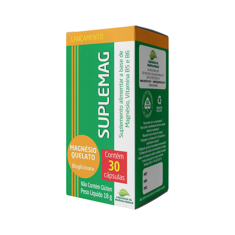 Suplemag Magnesio Quelato Com 30 Capsulas - farmagora
