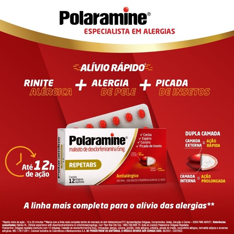 Polaramine Repetabs 6mg Com 12 Drageas - farmagora