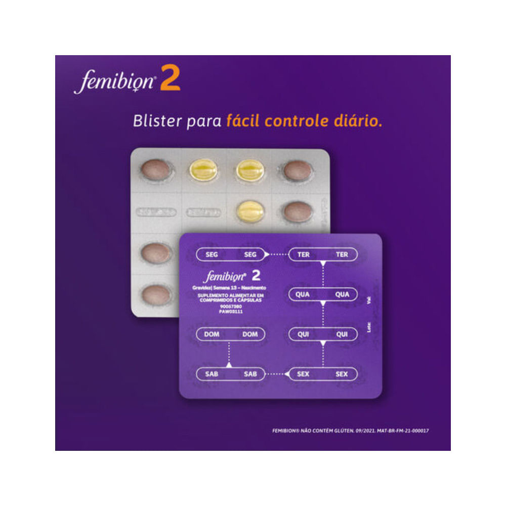 Femibion 2 Com 28 Comprimidos + 28 Capsulas Vitaminas Para Gravidez ...