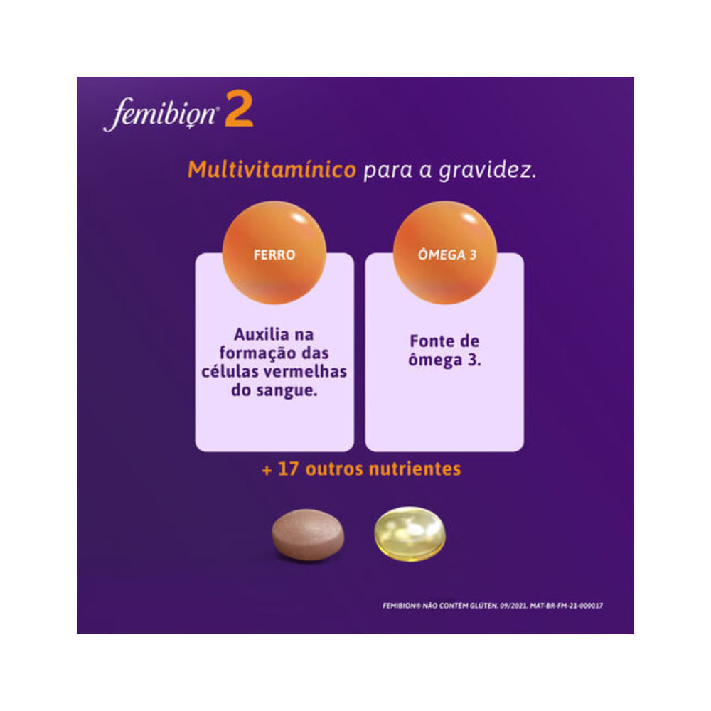 Femibion 2 Com 28 Comprimidos + 28 Capsulas Vitaminas Para Gravidez ...