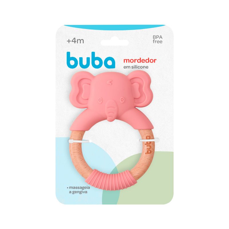 MORDEDOR BUBA SILICONE COM 1 ELEFANTE ROSA - farmagora