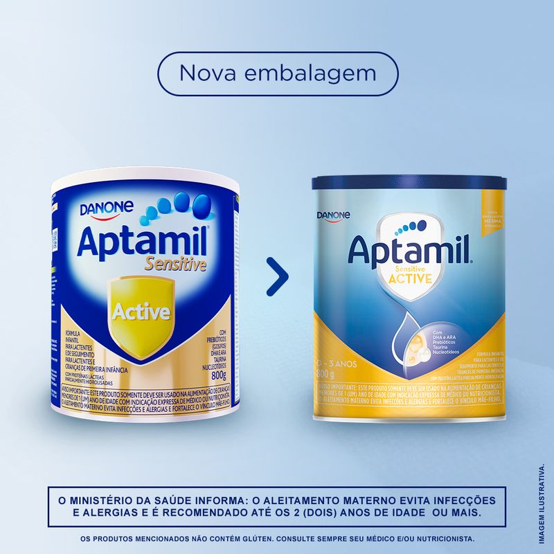 FORMULA INFANTIL APTAMIL SENSITIVE ACTIVE DANONE 800G - farmagora