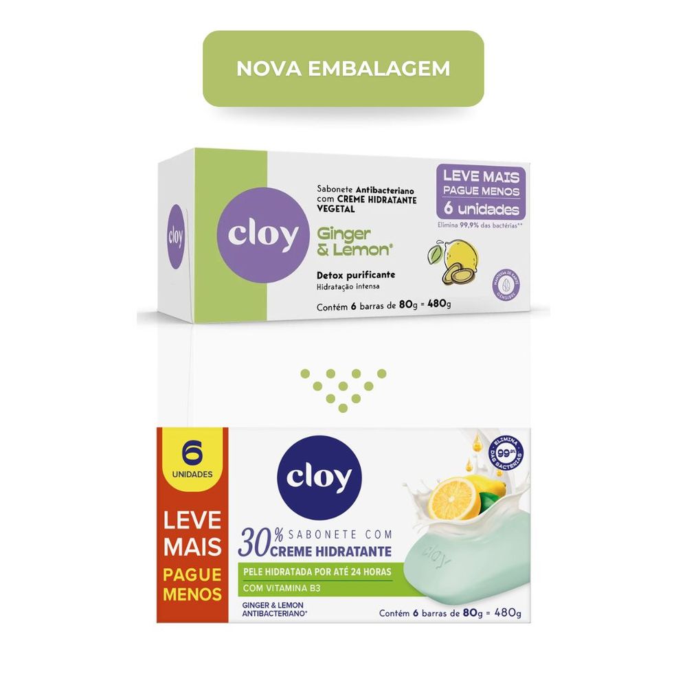 Sabonete Em Barra Cloy Ginger E Lemon Com 6 Unidades De 80g Cada ...