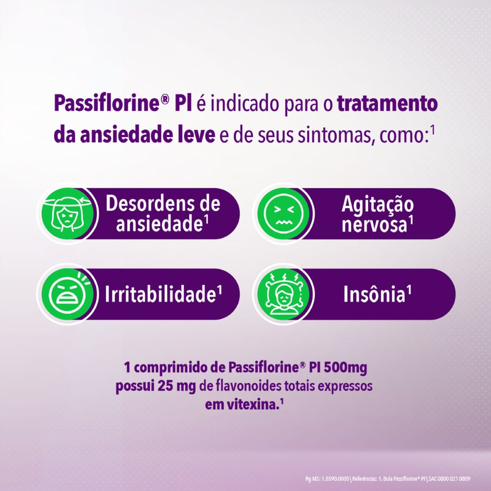 Passiflorine Pi 500mg + 25mg Com 20 Comprimidos Revestidos - farmagora