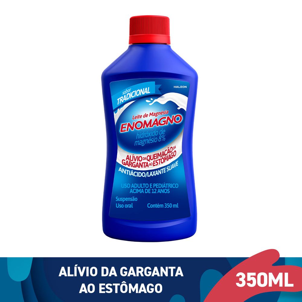 LEITE DE MAGNESIA ANTIACIDO ENOMAGNO TRADICIONAL 350ML - farmagora