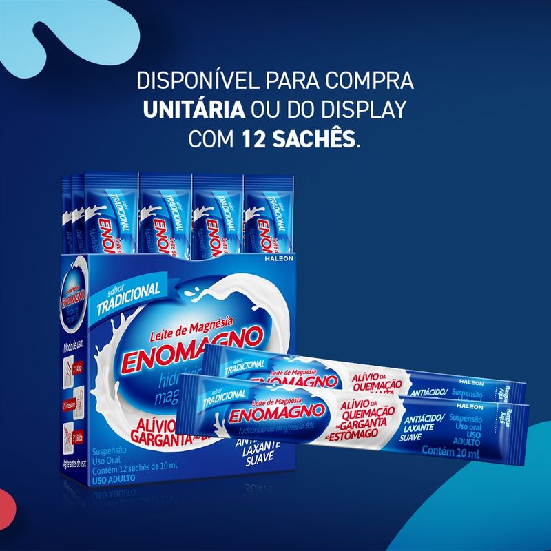 Leite De Magnesia Antiacido Enomagno Tradicional Sache 10ml - farmagora
