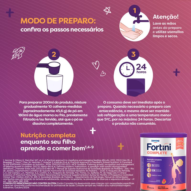 SUPLEMENTO INFANTIL FORTINI COMPLETE VITAMINA DE FRUTAS 400G - farmagora