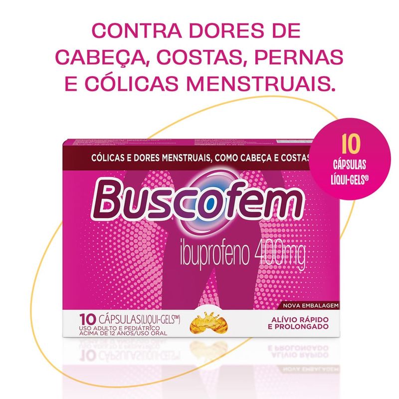 Analgesico Buscofem Ibuprofeno 400mg 10 Capsulas - farmagora