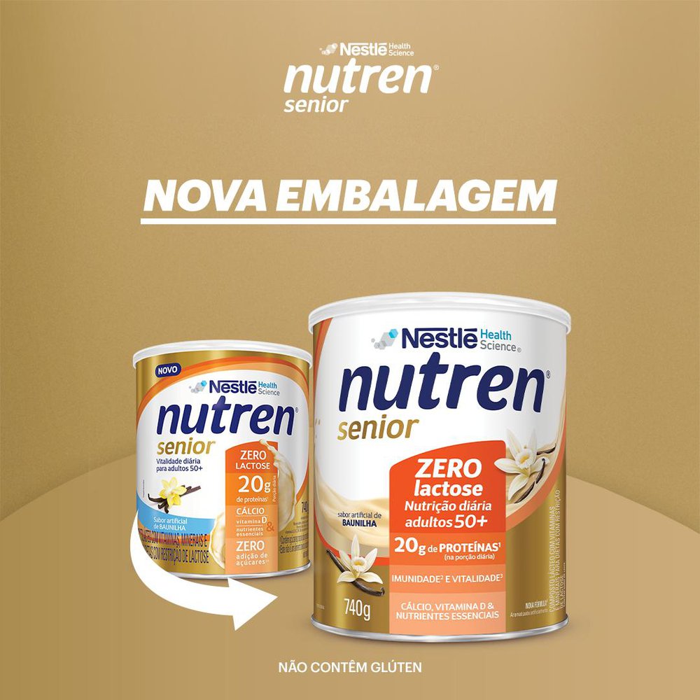 Complemento Alimentar Nutren Senior Zero Lactose Baunilha 740g - farmagora